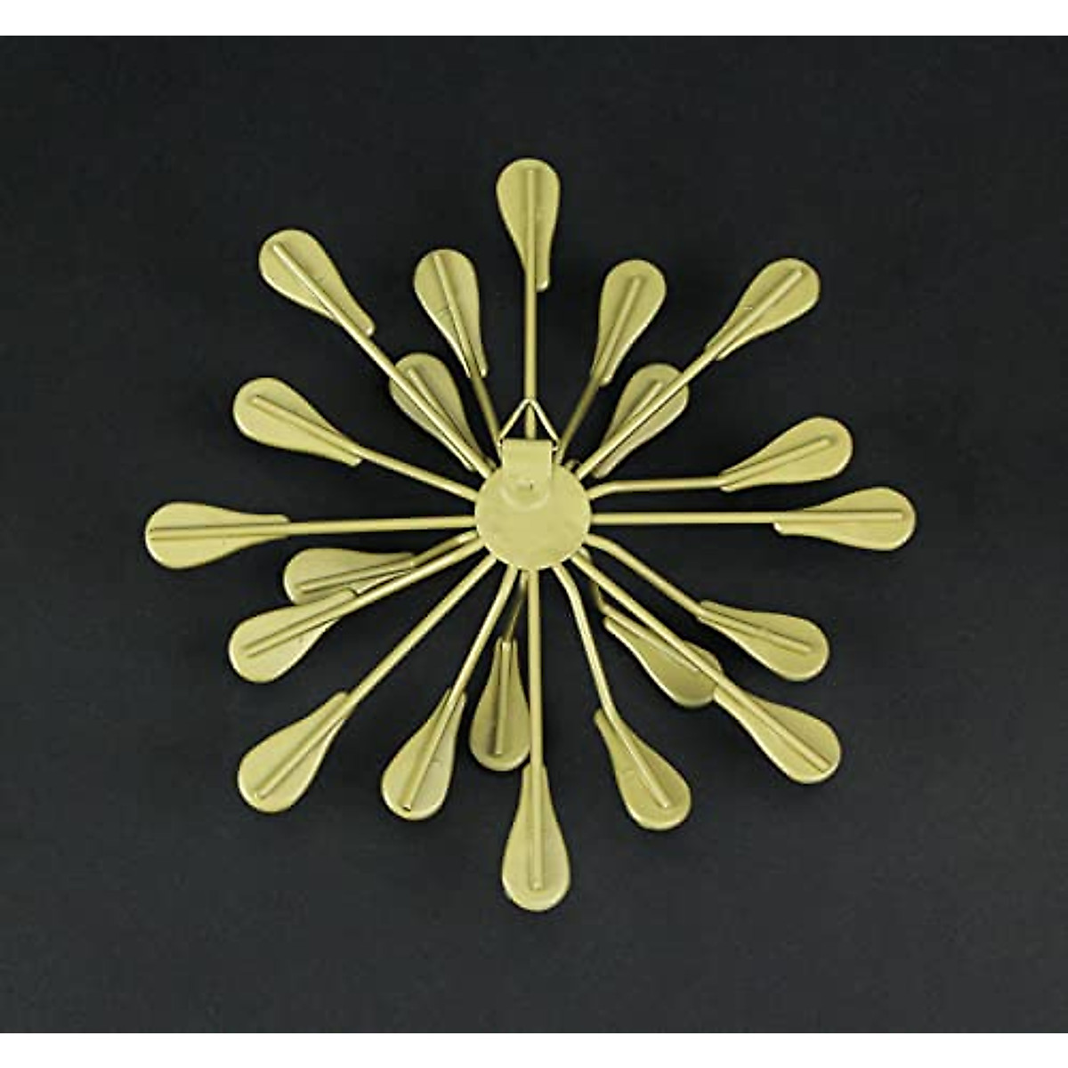 Set of 3 Gold Finish Teardrop Crystal Jeweled Rhinestone Starburst Metal Wall Hangings Art Decorative Home Decor 6, 9, 12 Inches in Diameter