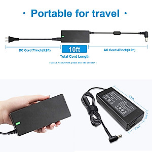 19.5V Adapter Charger Power Cord for Sony Bravia TV KDL-55 KDL-48 KDL-42 KDL-40 KDL-32 W700B W600B W800B KDL-40R510C KDL-40W650D KDL48W590B KDL55W650D KDL-48W650D KDL-42W650A KDL40W600B KDL-32W700B