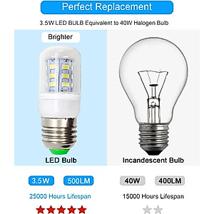 Fneiosg E26 LED Refrigerator Light Bulb 3.5W, 40W Equivalent, Daylight White 6000K 500LM, 25,000 Hour Lifetime, Non-Dimmable Energy Saving ac 100 265v frigidaire Light Bulb Replacement,1-Pack
