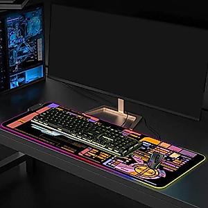 Sci-fi Control Console Display Led Desk Mat, Trekkie Trekker extra large thick Mouse pad for Desk, SciFi Gift Gamer rgb mousepad Led, Laptop Pad Game Mat, Gaming Computer Accessories Room Decor KMH