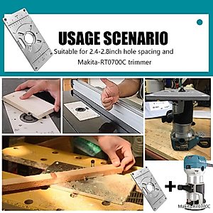 Router Table Insert Plate Table Aluminium Insert Plate Router Trimmer Woodworking Wood Router Table Insert Plate Tool Routers Bench Trimming (Silver)