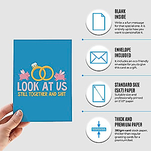 Funny anniversary card for him or her with envelope | Original anniversary present for wife, husband, girlfriend, boyfriend. | Joke card for Valentine's Day for men or women