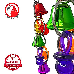 1235 Bell Pull Bonka Bird Toys Durable Colorful Rings Pacifier Budgie Cockatiel Parakeet Lovebird