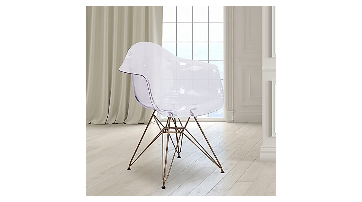 Allure Series Transparent Side Chair with Gold Base | Modern & Space-Saving