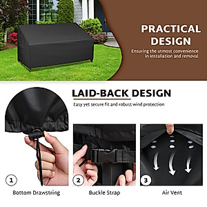 iBirdie Patio Furniture Sofa Covers 60W x 42D x 30H 2-Seater inch Outdoor Waterproof Couch Loveseat Bench Cover, Black