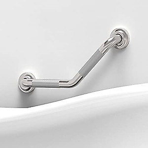 AquaChase 1-1/4 x 16inch Angled Grab Bar for Stud Mount with Knurled Grip, Bathroom Mobility Aid, ADA Compliant Heavy Duty 500lbs Support, Rustproof Stainless Steel (Brushed Nickel)