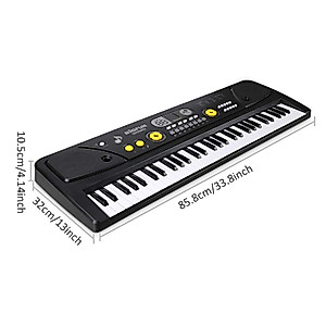 MUCH Electronic 61 keys Music Piano Keyboard Portable Digital With Built In Speakers Mic & Stand UPS/MP3 Input, Power Supply for Beginners (Kids&Boys,Girls Ages 3-12,Adults)