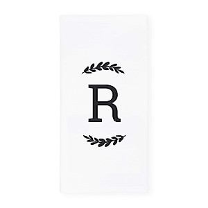 The Cotton & Canvas Co. Personalized Single Monogram Initial R Soft Absorbent Kitchen Tea Towel, Flour Sack Towel, Dish Cloth