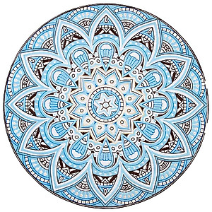 The Lakeside Collection Metal Folding Patio Table with Decorative Tile Mosaic - Black