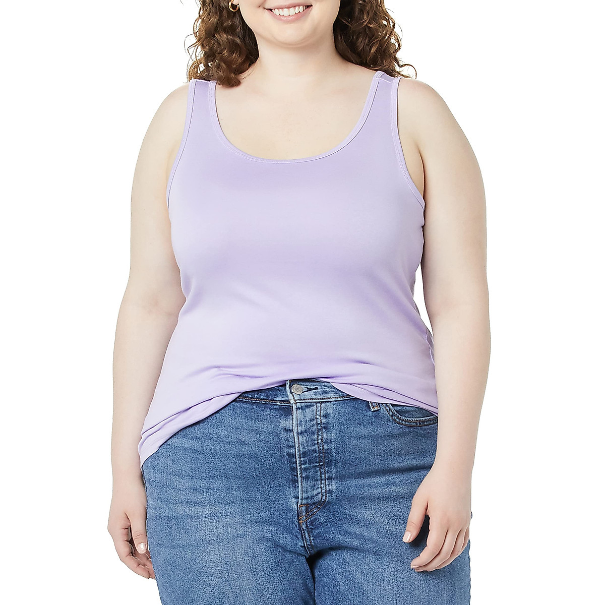 Amazon Essentials Women's Plus Size Tank Top, Pack of 2, Black/Lavender, 3X