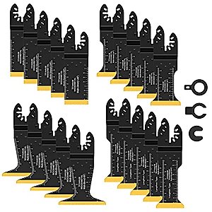 HOTBEST 20Pcs Bi-Metal Titanium Coated Oscillating Saw Blades, Sharp Wear Resistant, Fast Cutting Multitool Saw Blades with Gasket Adapters (20pcs)