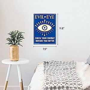 Evil Eye Metal Sign - Easy-to-Hang Wall Decor - Fun Tin Signs for Man Cave - Metal Dorm Room Decorations, Garage Signs, and Man Cave Signs