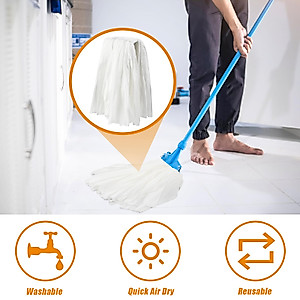 Yoande Disposable Industrial Mop Head Replacement 6 Inch Commercial White Mop Head Refill Lint Free Mop Non Woven Cut End Mop Head for Floor Cleaning Wet Indoor Outdoor Home Industrial Use(12 Pcs)