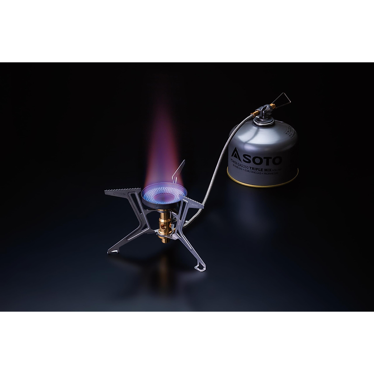 SOTO Fusion Trek Stove, Butane, Wind Resistant, Micro Regulator, 3 Legs, 3260 Energy Output, 16.9x5.5x3.9in, 6.4oz, Metal, Japan