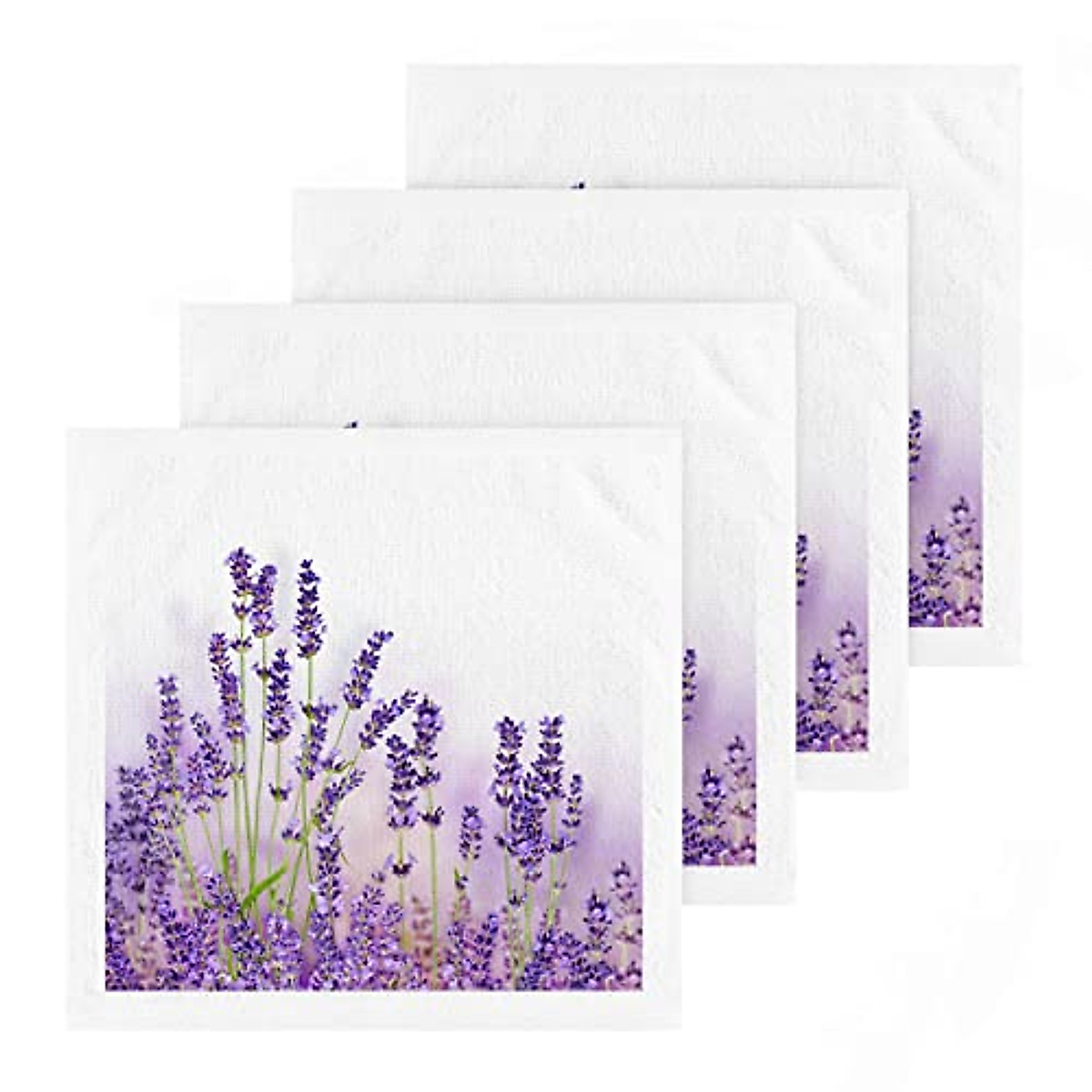 MAOBLYR Lavender Flowers Pure Cotton Washcloths 2 Pack,Soft Fingertip Towel Absorbent Hand Towels Face Towels for Bathroom,Hotel,Gym and Spa