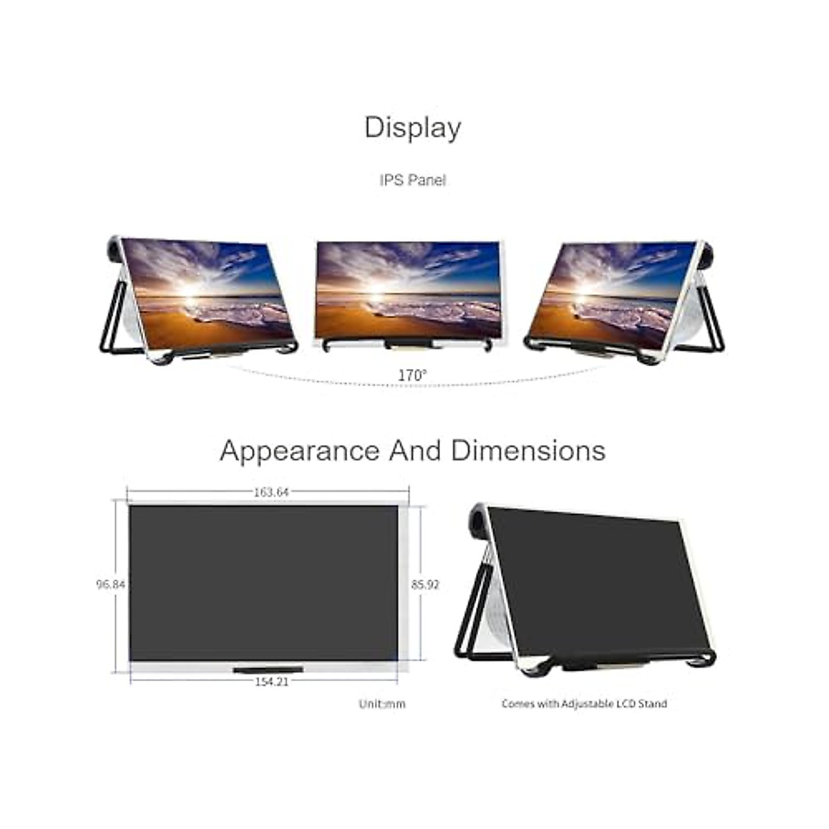 waveshare 7inch Display Compatible with Raspberry Pi 4B/3B+/3B/2B/B+/A+/Zero/Zero W/WH/Zero 2W Series Boards 1024×600 Resolution DPI Interface IPS No Touch