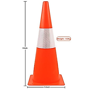 15 inch Traffic Safety Cones with Reflective Collars,[4 Pack]Orange Construction Cones| Parking Cones| Soccer Training Cones |Road Cones for Parking lot, Driveway, Sport and Driving Training.