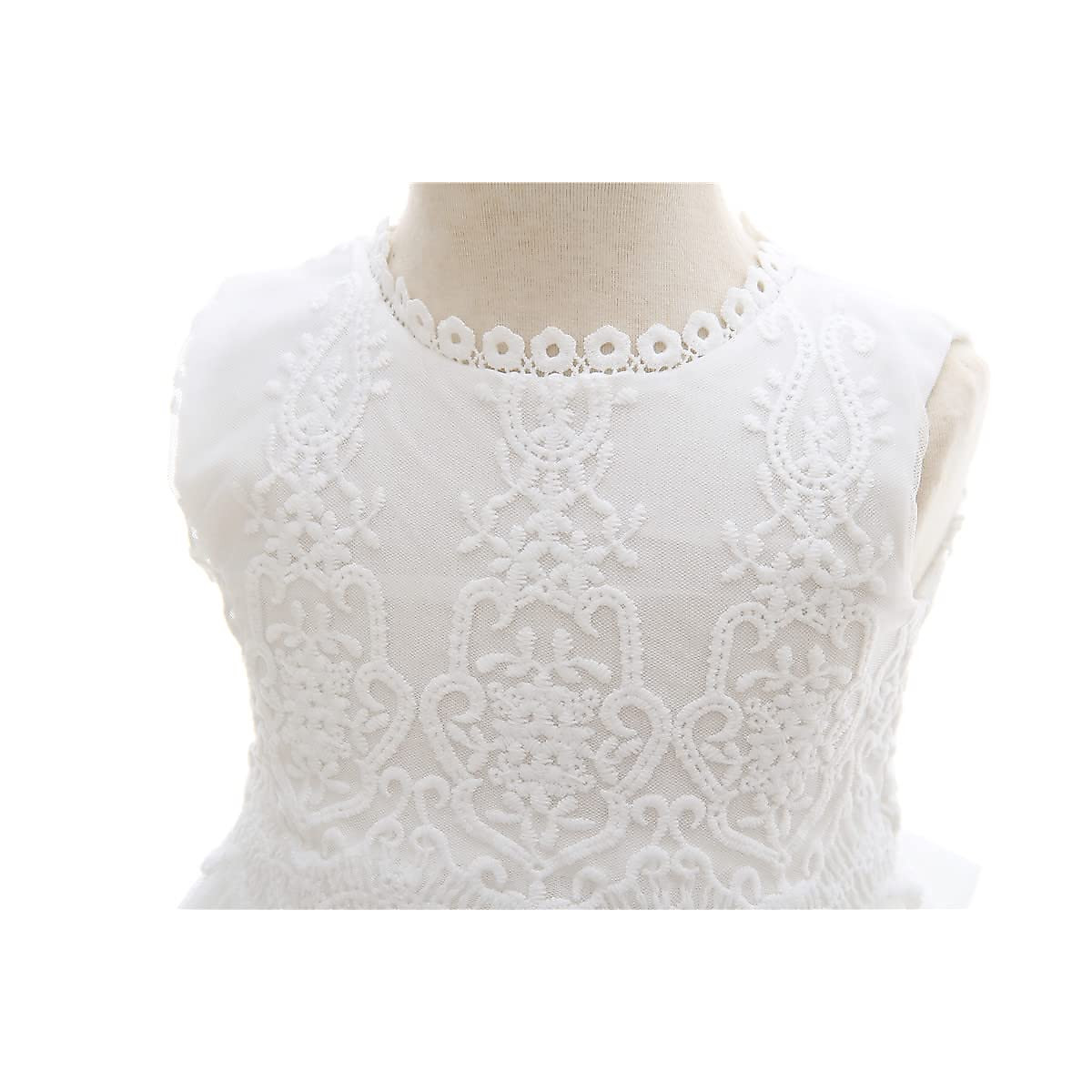 Meiqiduo Baby Girls Lace Party Dresses Infant Princess Wedding Gowns Birthday Formal Dress for Toddler