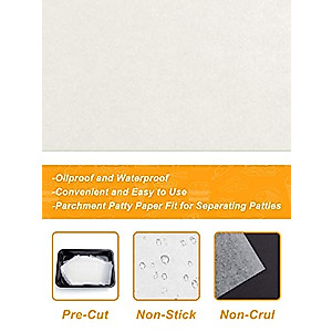 SMARTAKE 6 x 6 Inches Wax Paper, 1000 Pcs Non-Stick Hamburger Patty Paper, Square Sandwich Separators Wrap Paper, for Lunch, Restaurants, Barbecues, Picnics, Parties, Barbecue, White