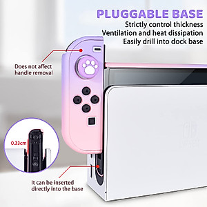 DLseego Protective Case Design for Nintendo Switch OLED Joy-Con Controllers New Model 2021 with Glass Screen Protector and 4 Cute Thumb Grip Caps, Anti-Scratch Touch Grip Cover – Pink & Purple