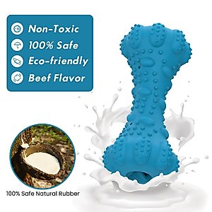 2 in 1 Premium Dog Toy, Dog Toys for Aggressive chewers, Combinated Food Dispenser and Speaker Function, Unique Design, Easy to Chew; 100% Safe Natural Rubber; for All Breed and Species