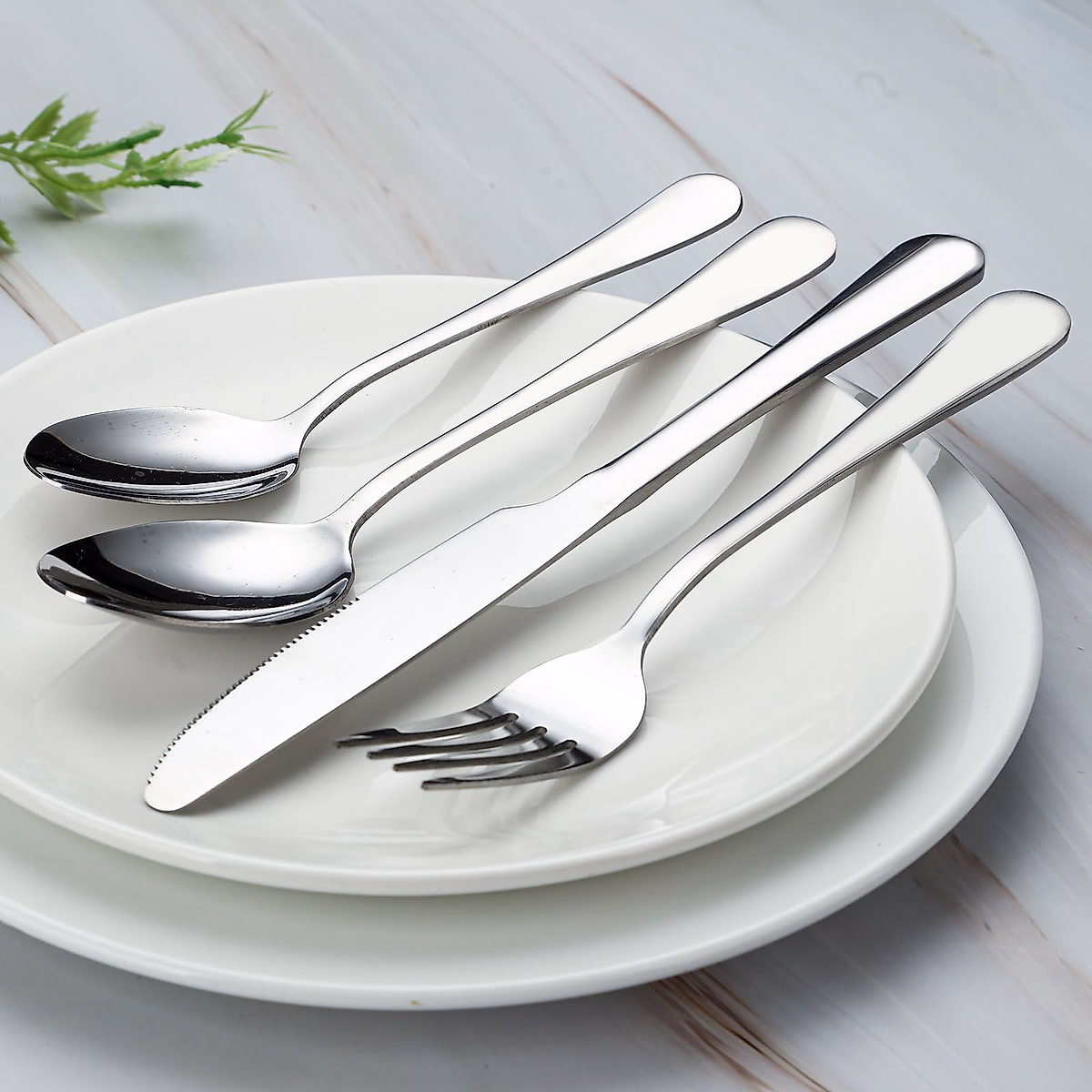 CAOPAOTI Silverware Flatware Set for 12, 60 Piece Stainless Steel Cutlery Set, Tableware with Knife Fork Spoon, Dishwasher Safe