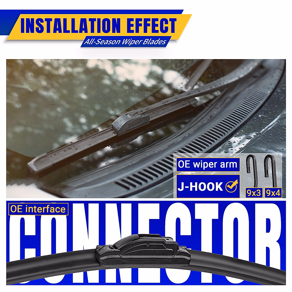 3 wipers Replacement for 2014-2021 Jeep Grand Cherokee, Windshield Wiper Blades Original Equipment Replacement - 22"/21"/11" (Set of 3) U/J HOOK