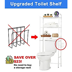 Oikos 3 Tier Over-The-Toilet Storage, Above Toilet Storage, Over The Toilet Bathroom Storage, Over The Toilet Storage White, Over Toilet Shelf, Bathroom Racks and Shelves, Magazine Rack (White)