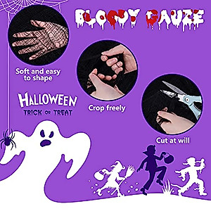 Watayo 500x39 Inch Large Size Halloween Creepy Cloth-Halloween Black Scary Spooky Cloth-Windows Doorways Cover Gauze for Halloween Party Haunted House Decor