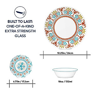 Corelle Terracotta Dreams Dinnerware Set for 6, 18 Pieces | Dinner Plates, Appetizer Plates, and 18 Oz Bowls | Dishwasher, Microwave, and Freezer Safe | Proudly Made in the USA