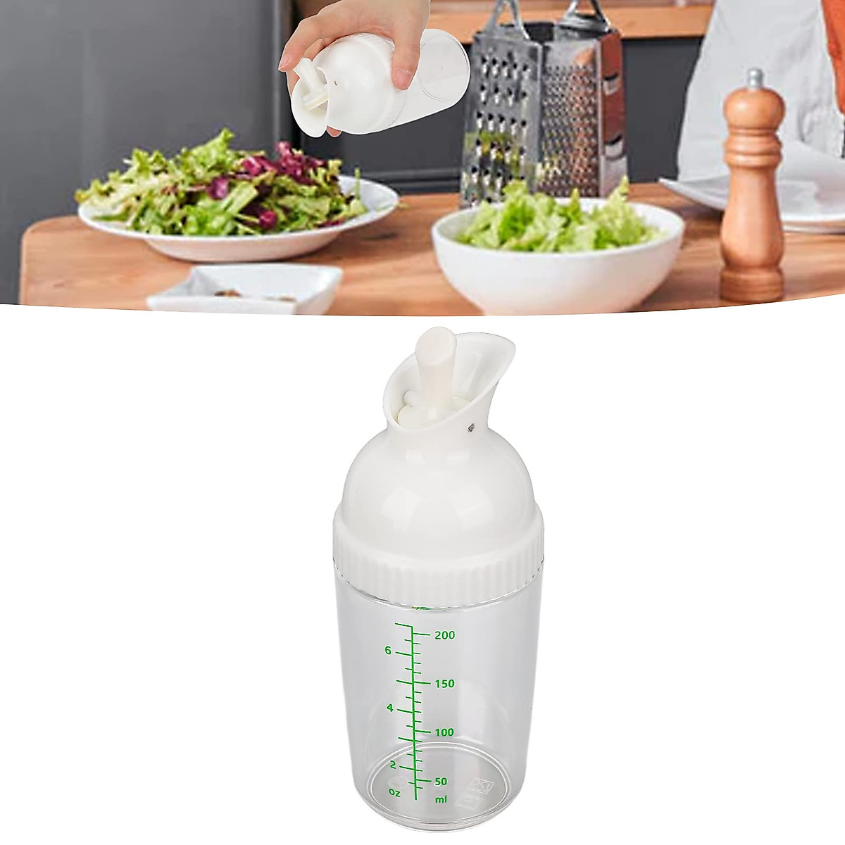 Fdit Salad Dressing Mixer Bottle, Salad Dressing Shaker, Salad Dressing Bottle 200ml Salad Dressing Shaker Salad Dressing Container (White)