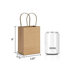 TOWRAP Small Gift Bags Bulk 100Pcs 5.25x3.75x8 Inch with Handles Brown Kraft Paper Bags,Party Bags, Shopping Bags,Retail Bags,Merchandise Bags,Favor Bags,Business Bags