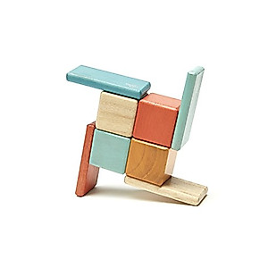 8 Piece Tegu Pocket Pouch Magnetic Wooden Block Set, Sunset
