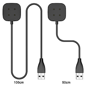 Charger Cable for Fitbit Versa 4/ Versa 3/ Fitbit Sense 2/ Sense Fitness Tracker, Soft Durable Replacement USB Charging Cable, Two Sizes for Choice (3.3ft/1.64ft)