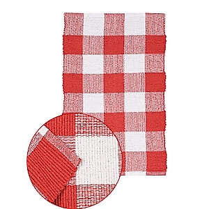 Buffalo Plaid Rugs for Living Room 24x36 inch-Orange White, Kitchen Rugs,Entry Way Rugs, Door Rugs, Area Rugs,Farmhouse Bath Room Rugs,Buffalo Check Rugs,Woven Rag Rugs,2x3 Rugs,Revirsible Rugs Cotton