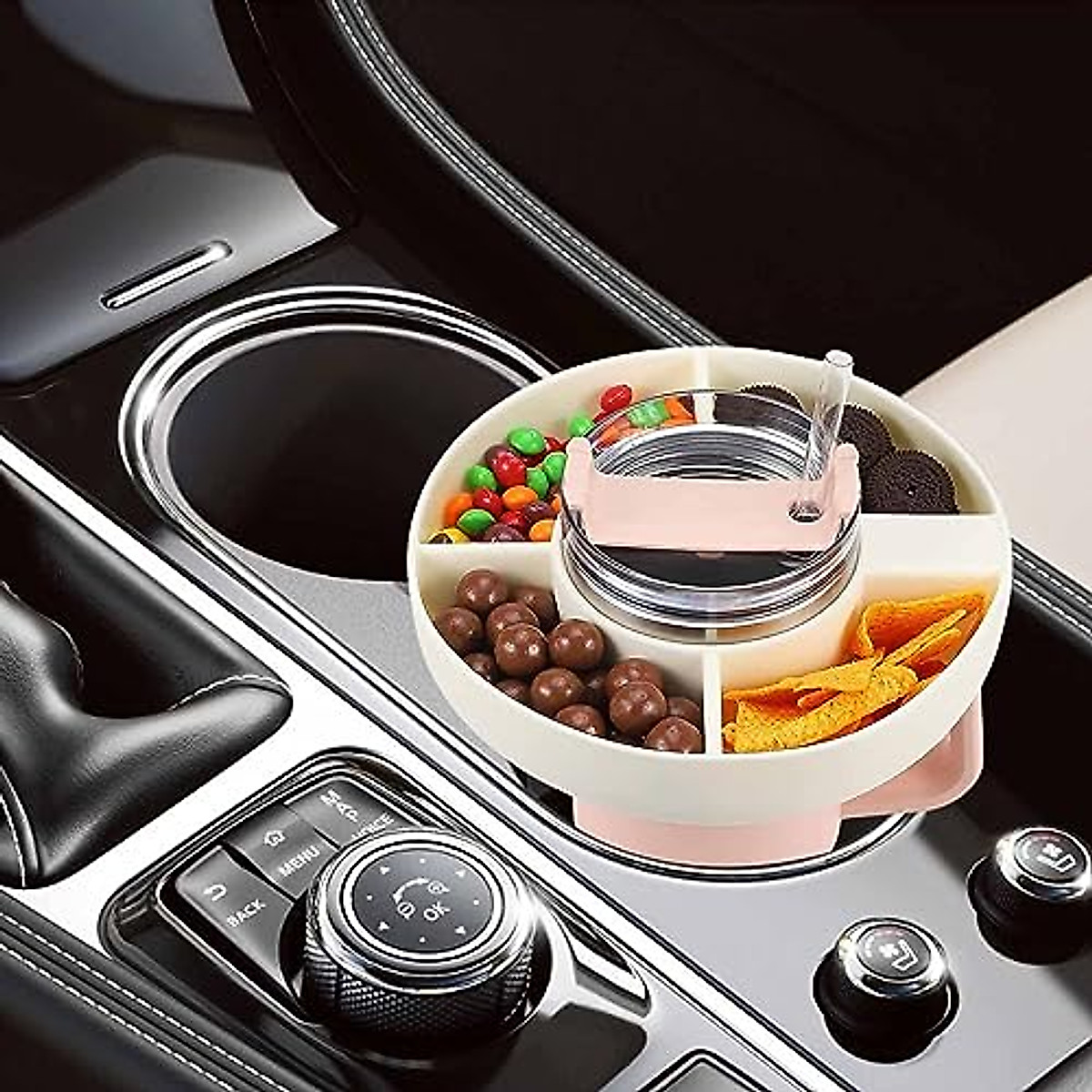 Ewixni Snack Ring for Stanley Cup,Snack Bowl for Stanley Cup 40 Oz,Stanley Snack Tray (Pink)