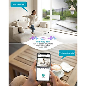 Security Camera Sets, Light Bulb Security Camera Indoor Camera Wireless with Phone App Baby Monitor with Camera and Audio 360° WiFi Cameras for Home Security Motion Tracking Full Color Night Vision