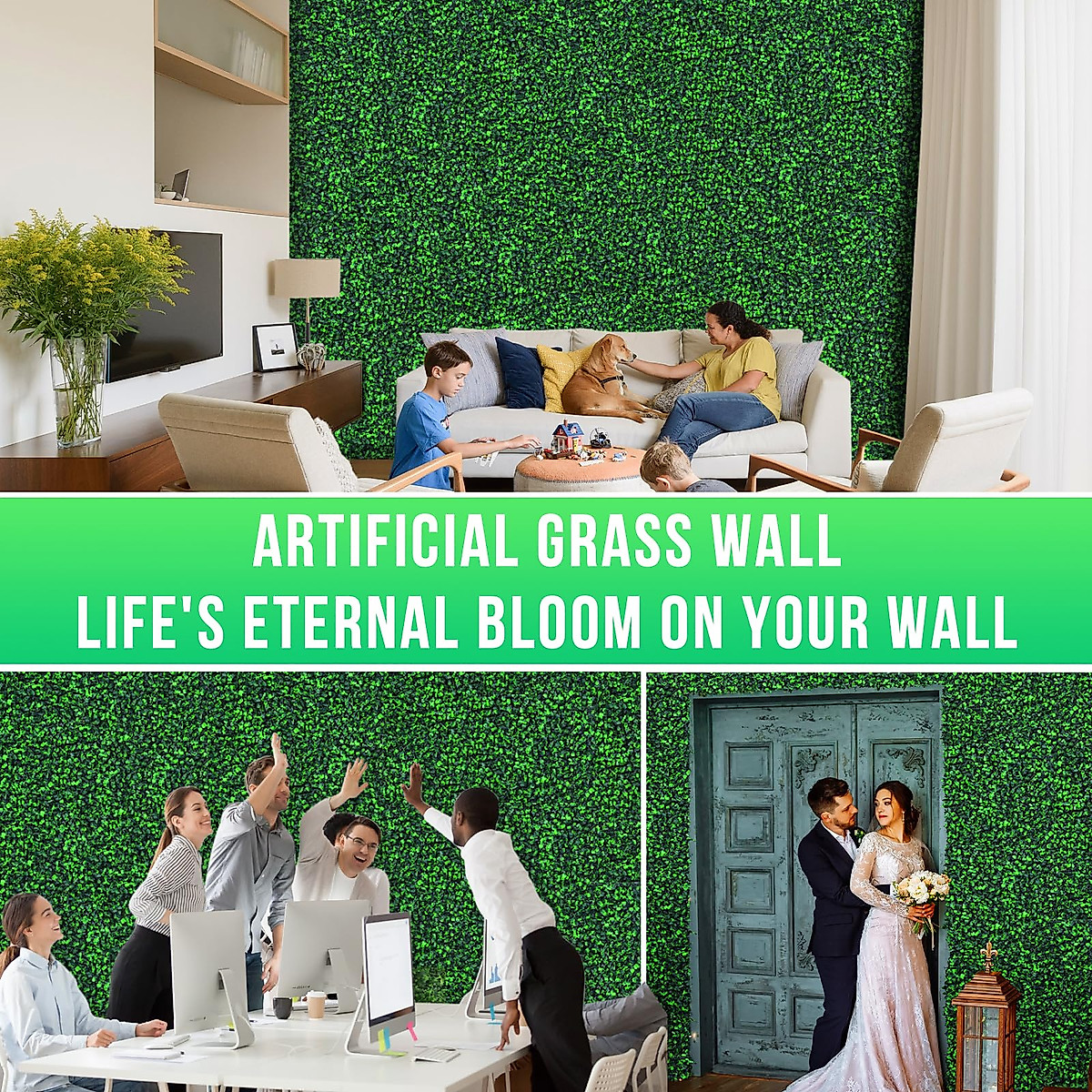 Grooy 10PCS Boxwood Panels, 10"x10" Grass Wall, Plant Wall, Grass Backdrop Wall, Privacy Screen, Sun Protected Green Wall Decor Outdoor, Indoor, Garden, Backyard and Décor