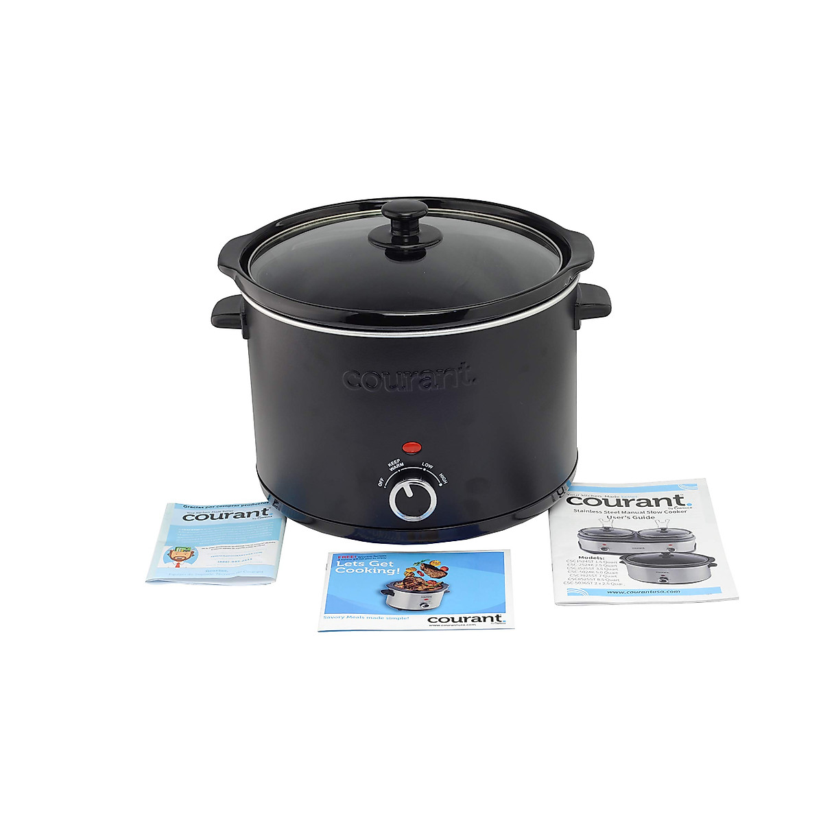 Courant Slow Cooker 5.5 Quart Crock, with Easy Cooking Options, Dishwasher Safe Pot and Glass Lid, Matte Black
