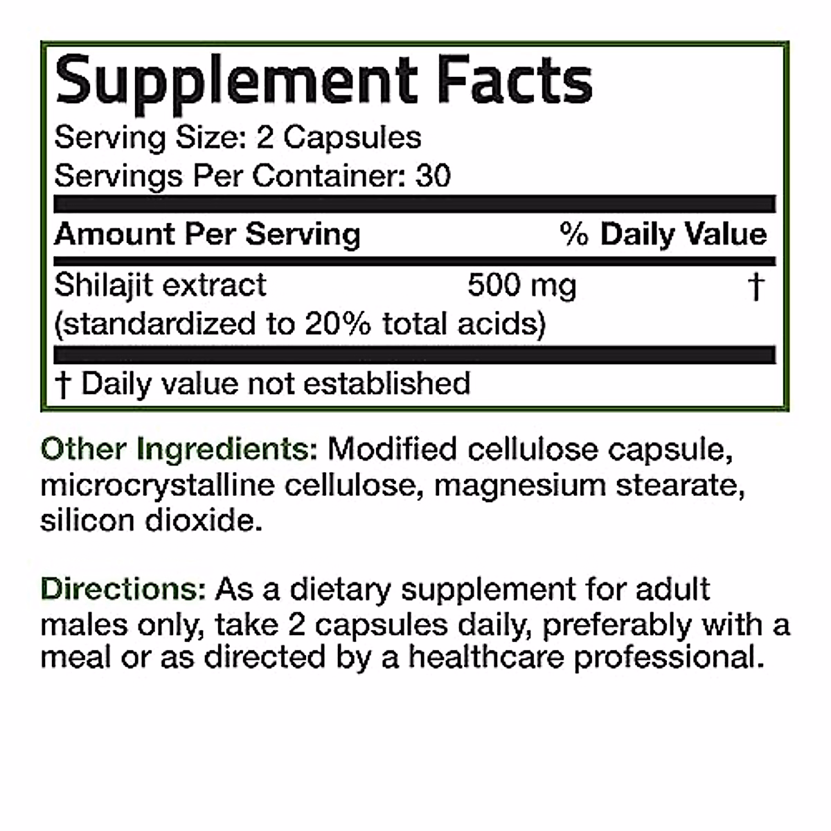 Bronson Shilajit Extract 500 MG Per Serving, Supports Energy Production & Vitality, Standardized to 20% Total Acids, Non-GMO, 60 Vegetarian Capsules