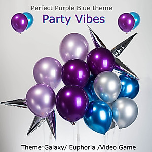 kozee Double-Stuffed Chrome light purple Balloons different sizes 60pcs 12/10/5 inch 2-layers pearl lilac balloon Garland kit For Birthday baby shower anniversary decorations Chrome Lilac