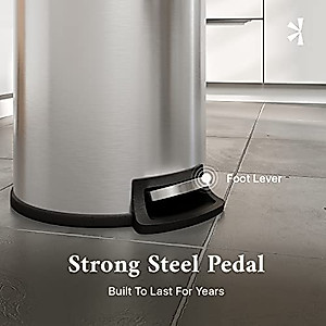 Eviva Totti 1.3 Gallon Stainless Steel Matte Finish Round Trash Can with Soft Closing Lid