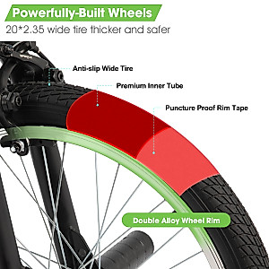 HH HILAND 20 inch Freestyle Kids BMX Bike, Beginner-Level to Advanced Riders with 360 Degree Gyro & 4 Pegs, Kids' Bicycles for Boys, Girls, Multiple Colors Green