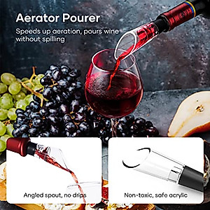 Crenova 6-in-1 Wine Opener Electric Rechargeable Automatic Corkscrew Bottle Opener set with Vacuum Stopper, Aerator Pourer, Foil Cutter, Display Base & USB Charging Cable, Silver