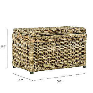 happimess HPM9003B Jacob 30" Wicker Storage Trunk, Collapsible for flat storage, Rattan-Kubusoft Gray, Coastal for Office, Dorm Room-LivingRoom, Bedroom, Dining Room, Natural