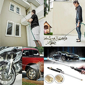 High Pressure Power Washer wand, Hydro Jet Water Hose Nozzle,Watering Sprayer Cleaning Tool, Wand Lance for Gutter Patio Car Pet Window Glass Black