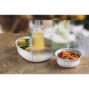 CorningWare French White Pop-Ins 16-Ounce Round Dish with Plastic Cover, Pack of 2 Dishes