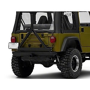 Redrock 4x4 Rock Crawler Rear Bumper with Tire Carrier; Textured Black Compatible with 87-06 Jeep Wrangler YJ & TJ