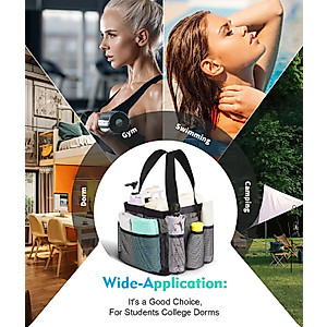 Shower Caddy,2 Pcs Mesh Shower Caddy Portable for College Dorm with 8-Pockets Large Capacity,Shower Bag for Bathroom Hanging Quick Dry,Essentials for Beach Gym Swim Camp Travel,2 Handles 1 Hook