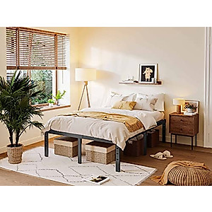 Auroral Zone Queen Bed Frame 18" High, 3" Wide Wood Slats 3500 Pounds Support for Foam Mattress No Sagging, No Slip, No Box Spring Needed/Underneath Storage/Noise Free/Easy Assembly-Black